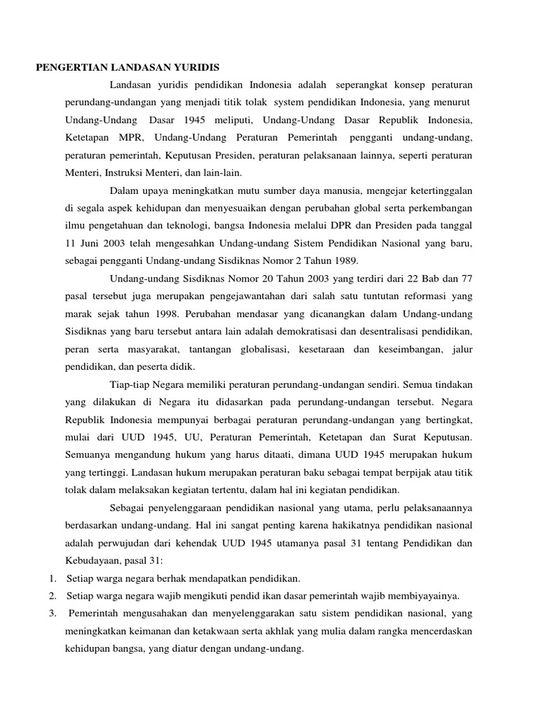 Pengertian Landasan Yuridis | PDF