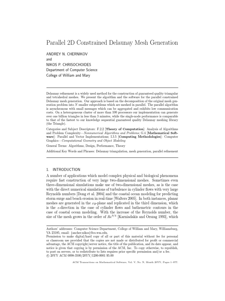 Constrained Delaunay Mesh Generation Pdf Parallel Computing Areas 7767