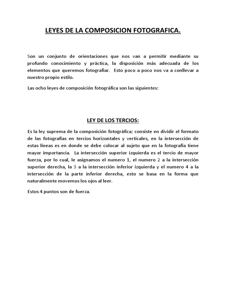 Leyes de La Composicion Fotografica | PDF | Enseñanza de matemática