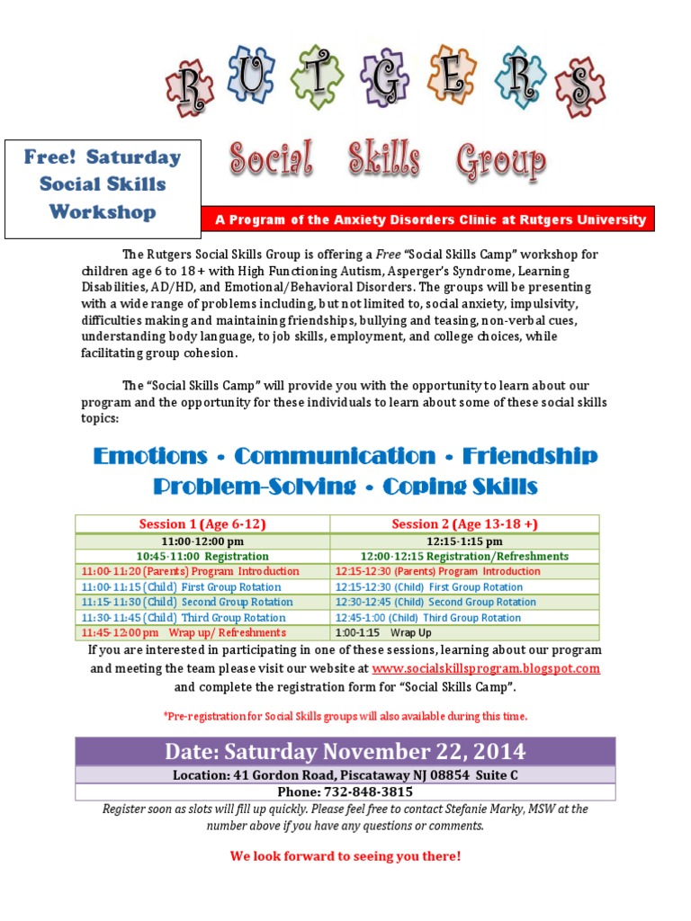 Free Social Skills Camp for Kids | PDF | Wellness