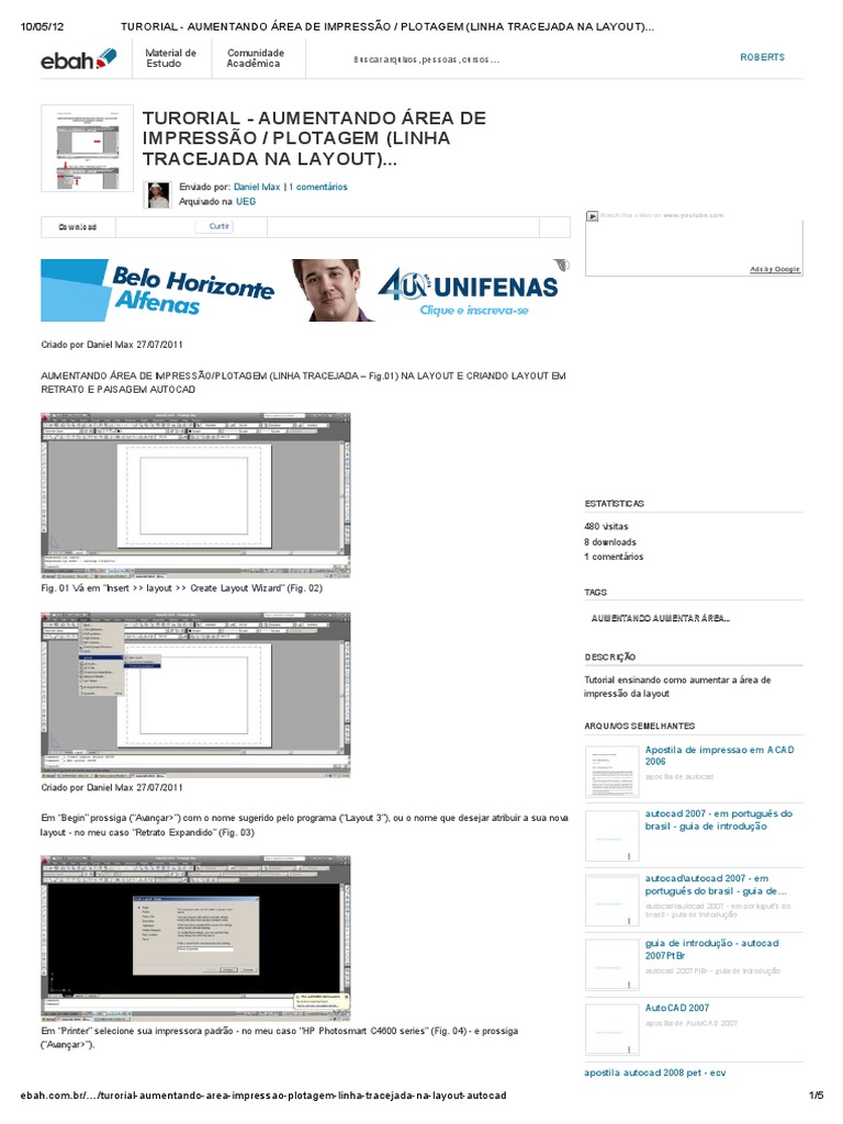 Turorial - Aumentando Área de Impressão - Plotagem (Linha Tracejada Na Layout) .. | PDF | Auto ...