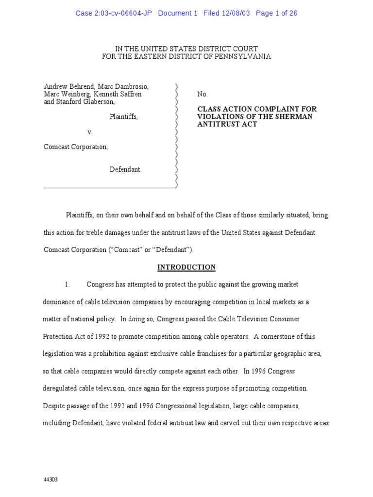 Class Action Complaint For Antitrust Act | PDF | Sherman Antitrust Act ...