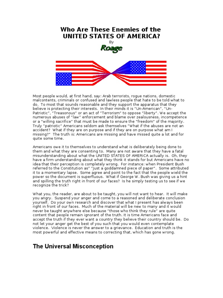 Understanding America's Hidden Enemies | PDF | U.S. State | Article One ...