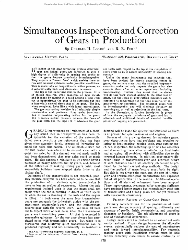 Simultaneous Inspection and Correction of Gears in Production | PDF ...