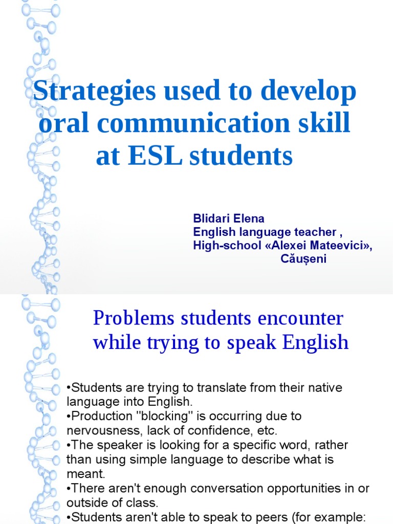 Strategies Used To Develop Speaking Skills at ESL Students | PDF ...