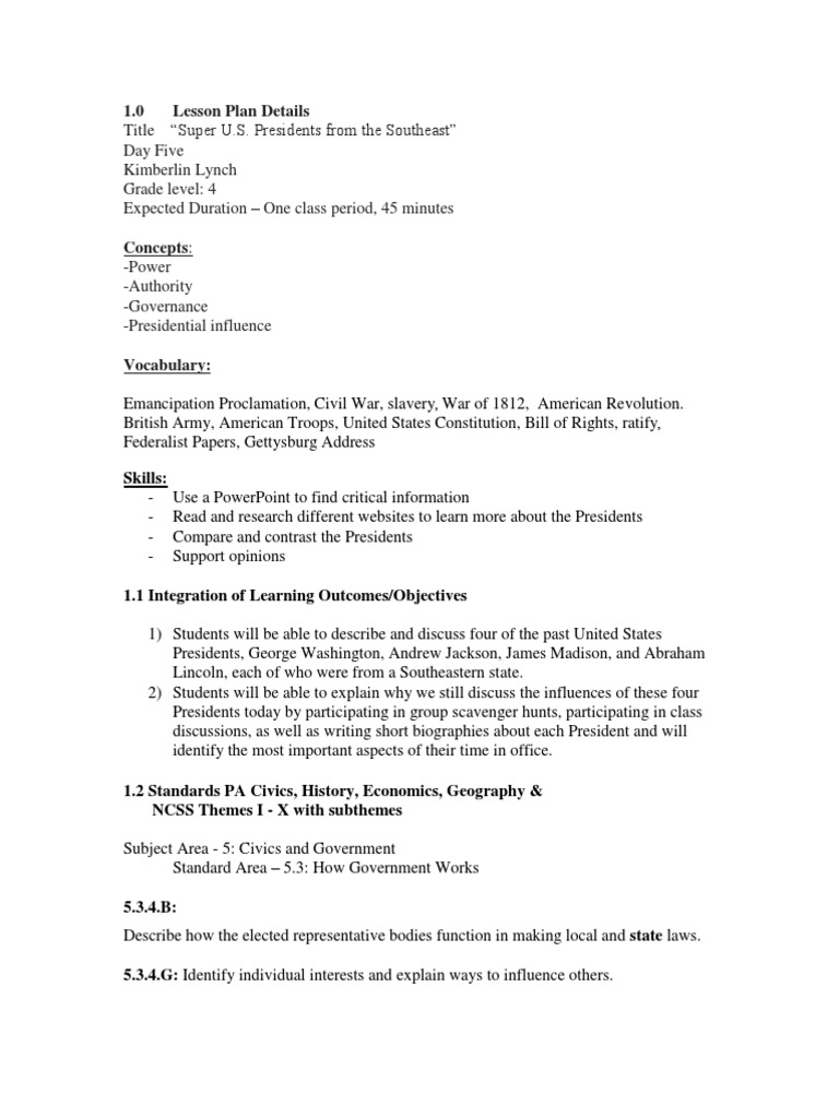 DC Lesson Plan | PDF | James Madison | Confederate States Of America