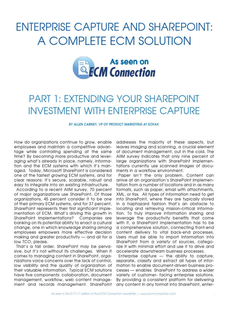 A Complete Ecm Solution: Enterprise Capture and Sharepoint | PDF ...