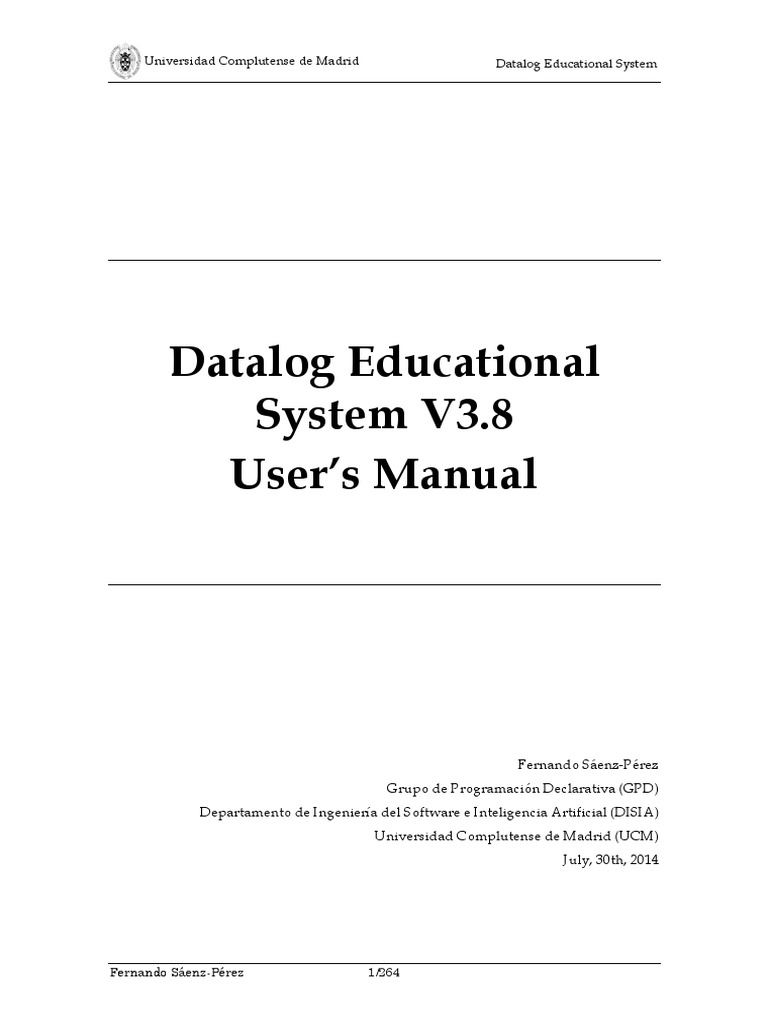 Datalog Educational System V3.8 User's Manual | Download Free PDF | Relational Model | Sql