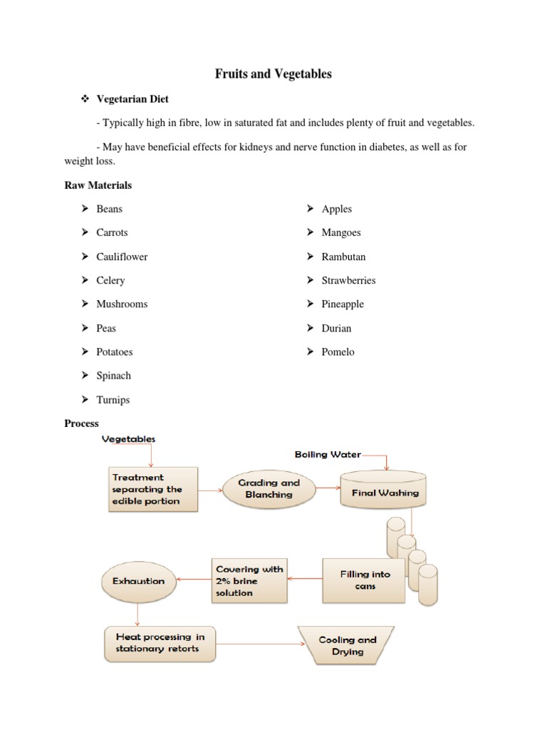 Vegetables and Fruits Process | PDF | Soybean | Vegetables