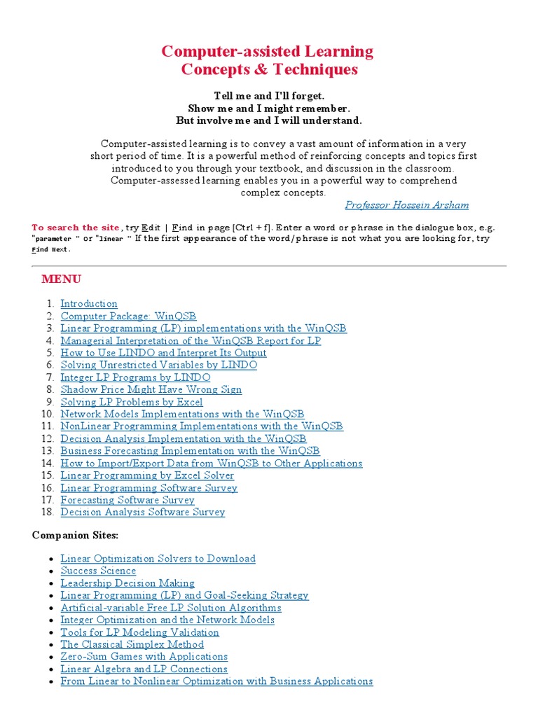 Computer Assisted Learning | PDF | Regression Analysis | Linear Programming