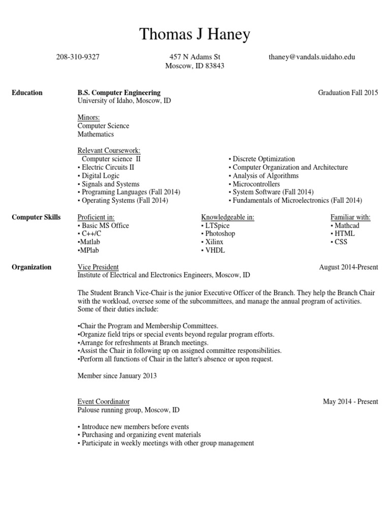 Thomas J Haney: 208-310-9327 457 N Adams ST Moscow, ID 83843 Thaney ...