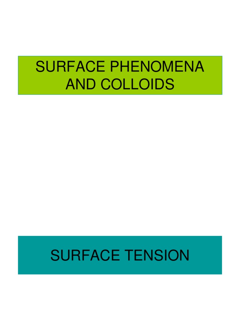 Surface Phenomena and Colloids | PDF | Solution | Emulsion