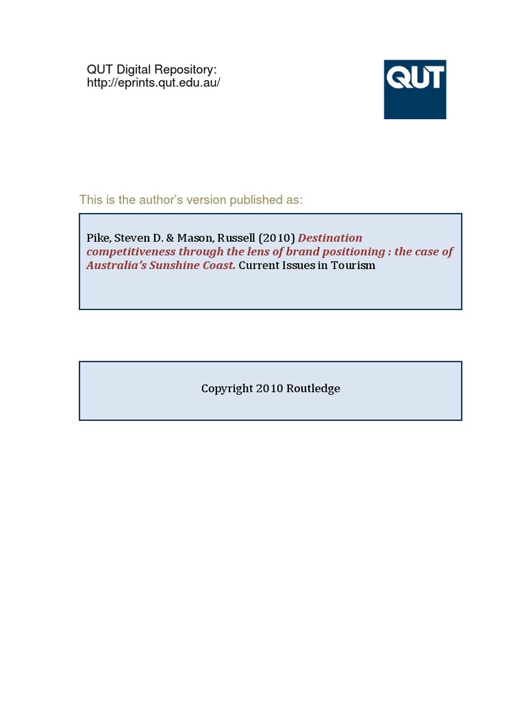 Pike & Mason - Destination Competitiveness Through The Lens of Brand ...