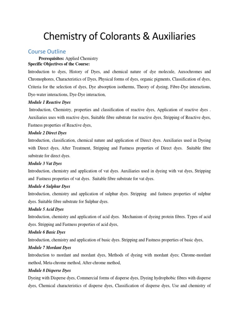 Chemistry of Colorants | PDF | Dye | Color