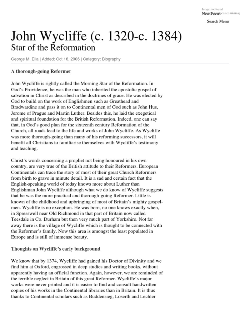 John Wycliffe | PDF | Predestination | Catholic Church