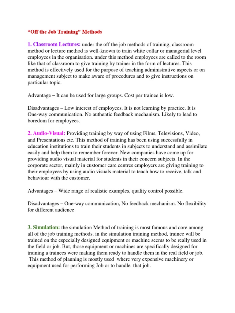 Off-Job Training for Managers | PDF | Career & Growth | Business