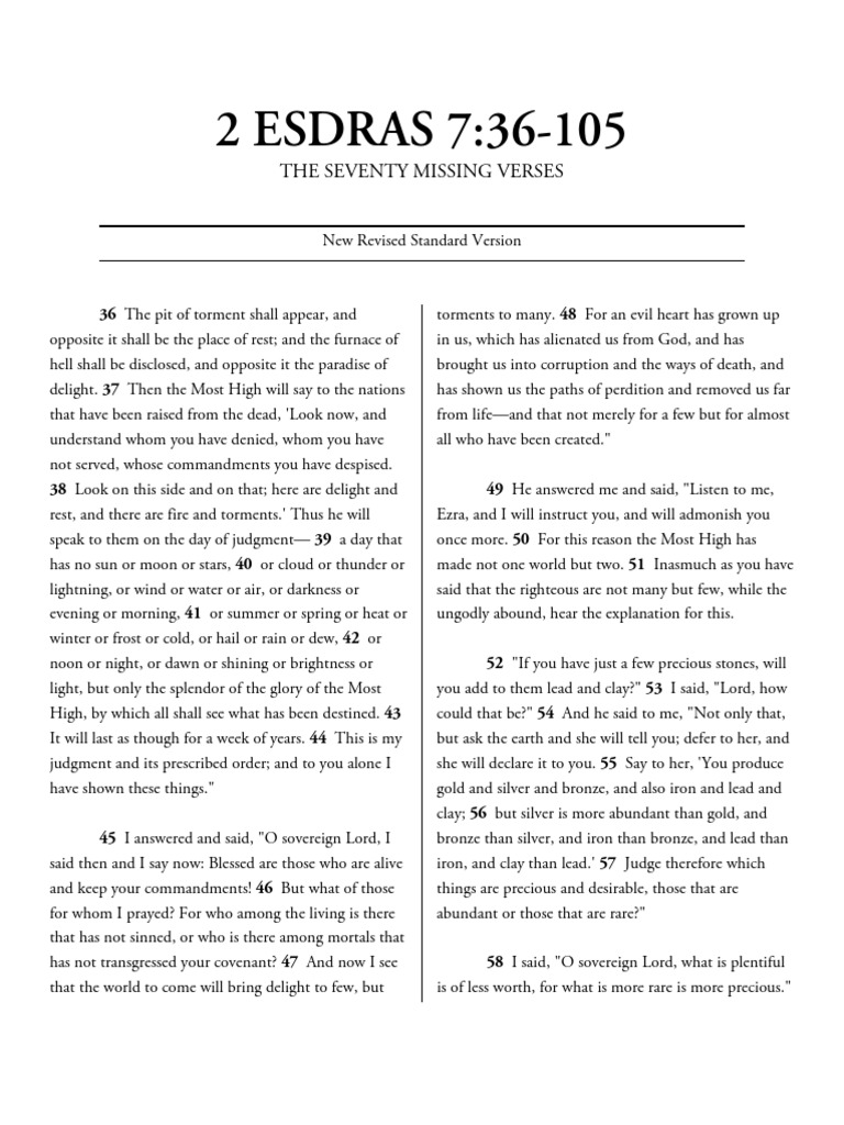 2 Esdras Seventy Missing Verses From The Bible Apocypha | Last Judgment ...