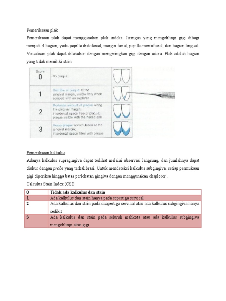 Pemeriksaan Plak Dan Kalkulus | PDF
