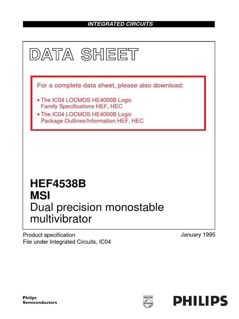 4538B DATA SHEET | Capacitor | Electrical Circuits