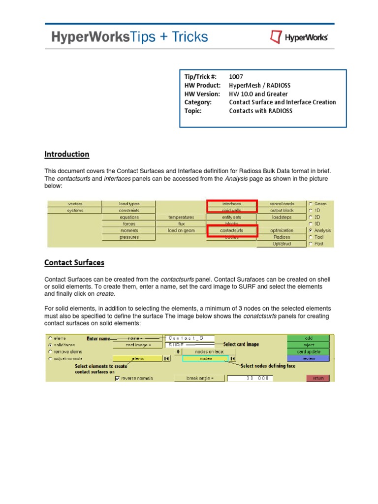 Hypermesh | PDF | Interface (Computing) | Friction