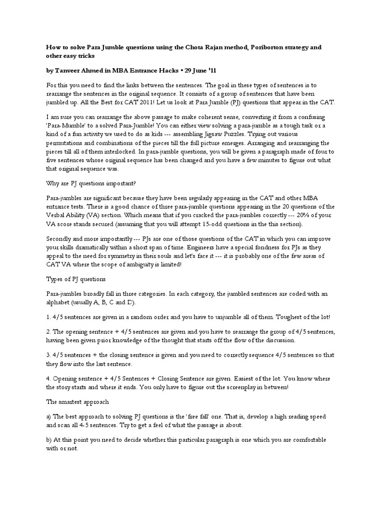 How To Solve para Jumble Questions PDF | PDF | Clock | Cognition