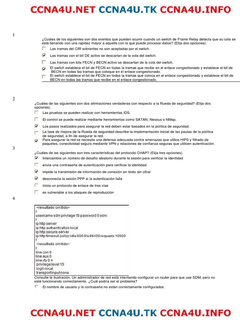 CCNA 4 V 40 Exploration Examen Final Modulo 4 61 Preguntas | PDF | Enrutador (Computación ...