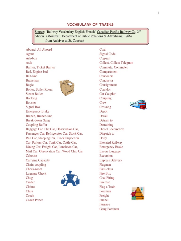Vocabulary of Trains | Download Free PDF | Train | Passenger Car (Rail)