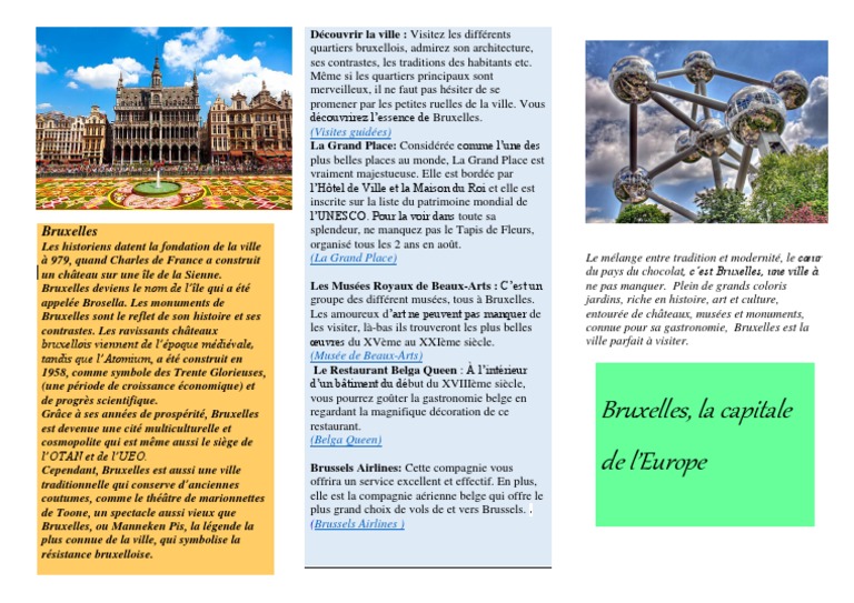 Guide touristique de Bruxelles PDF | PDF | Voyages | Art