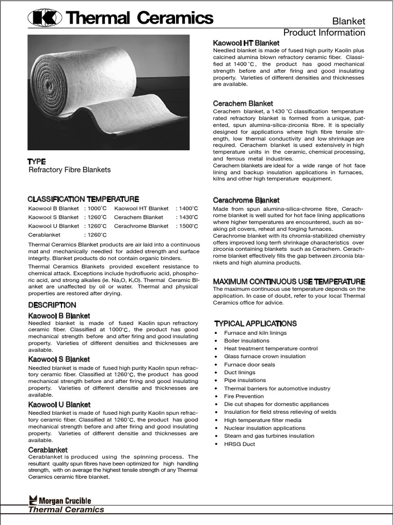 Kaowool and Cerachem Blanket Overview | PDF | Thermal Insulation | Ceramics