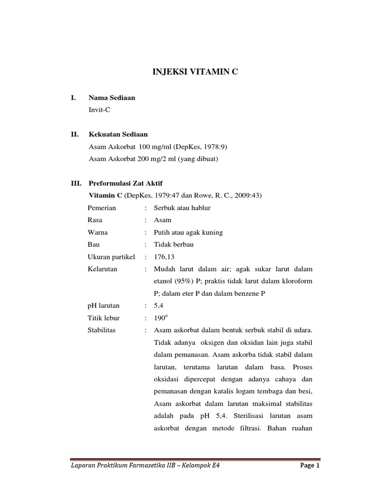 Injeksi Vitamin C | PDF