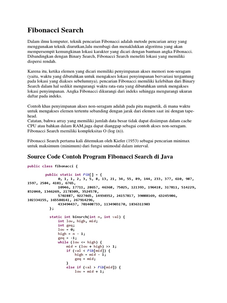 Penjelasan Fibonacci Search | PDF