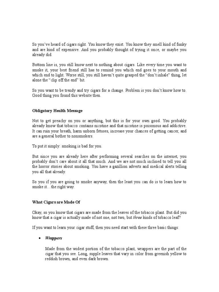 Cigars 101 | PDF | Cigar | Tobacco