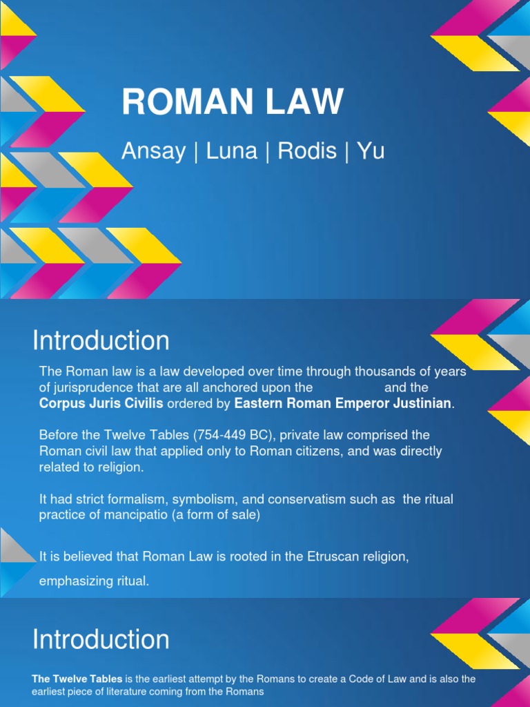 Roman Law Presentation | PDF | Roman Law | Jurisprudence