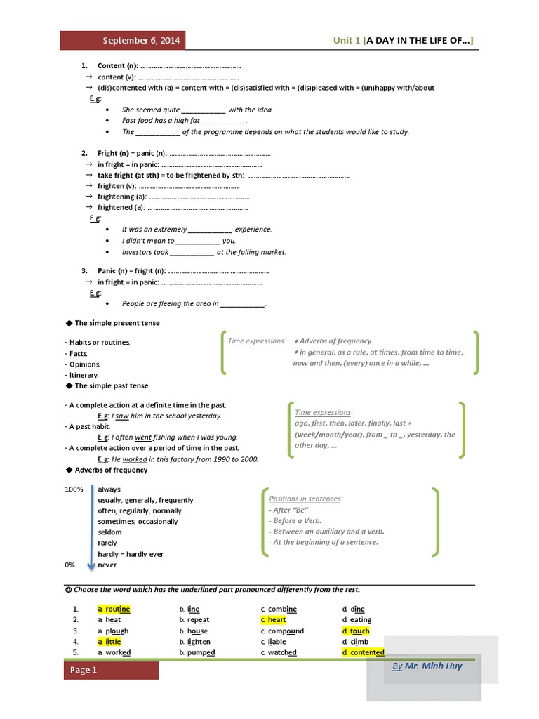 Unit 1 - A Day in The Life Of... (Students) | PDF | Ellipsis | Nature