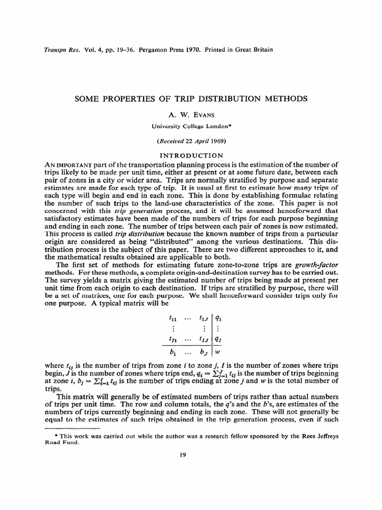 Some Properties of Trip Distribution Methods | PDF | Matrix ...