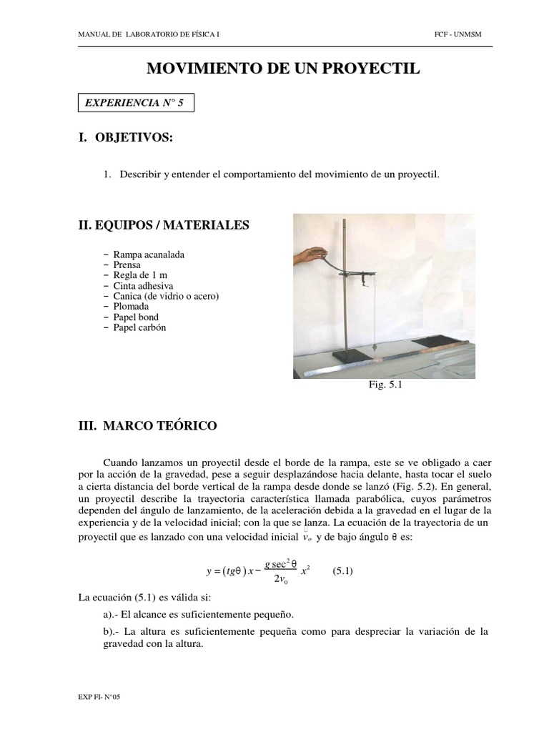 Movimiento de Un Proyectil | PDF | Movimiento (física) | Gravedad