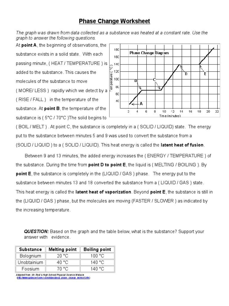 Phase Change Worksheet and Answers | PDF | Science & Mathematics ...