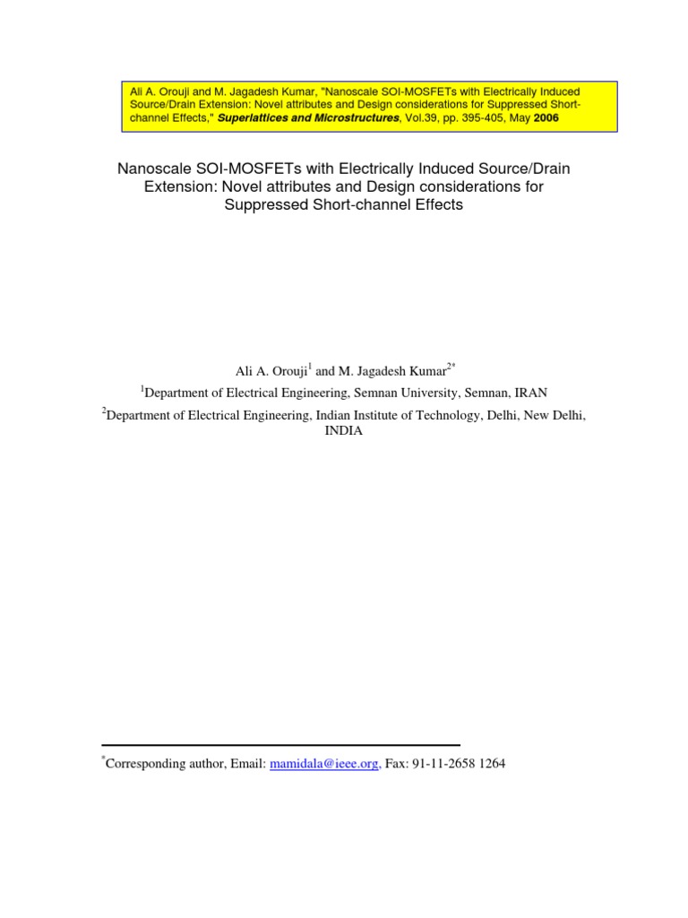 Nanoscale SOI-MOSFETs With Electrically Induced Source/Drain Extension ...