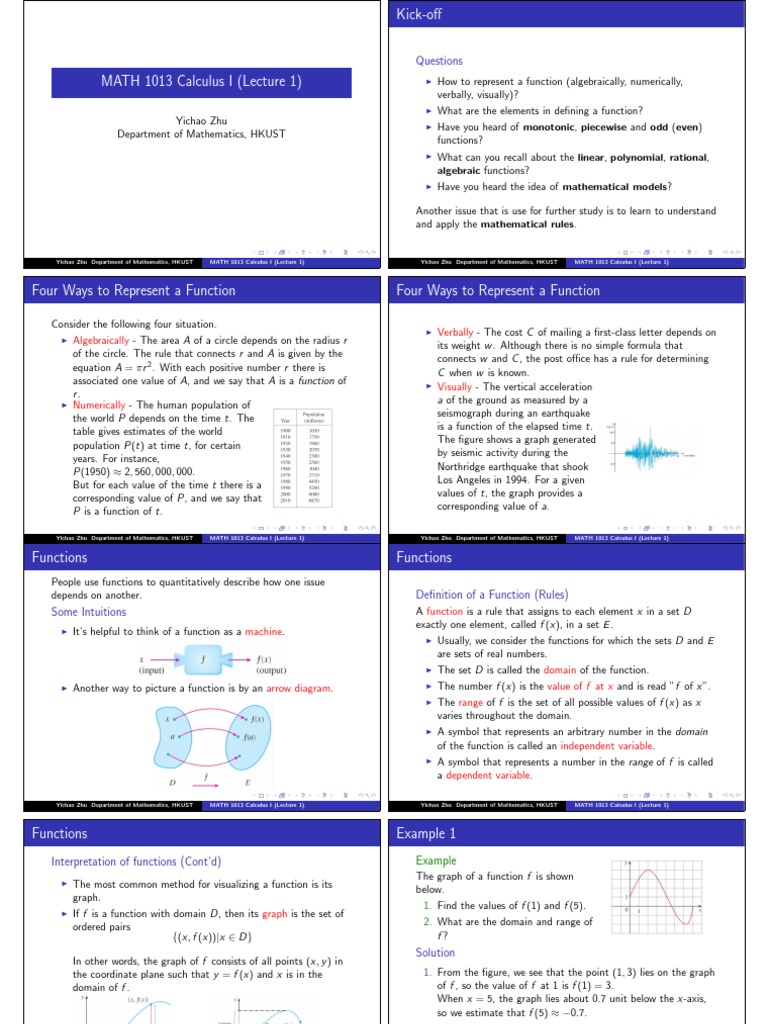 HKUST Math1013 Notes | PDF | Quadratic Equation | Function (Mathematics)