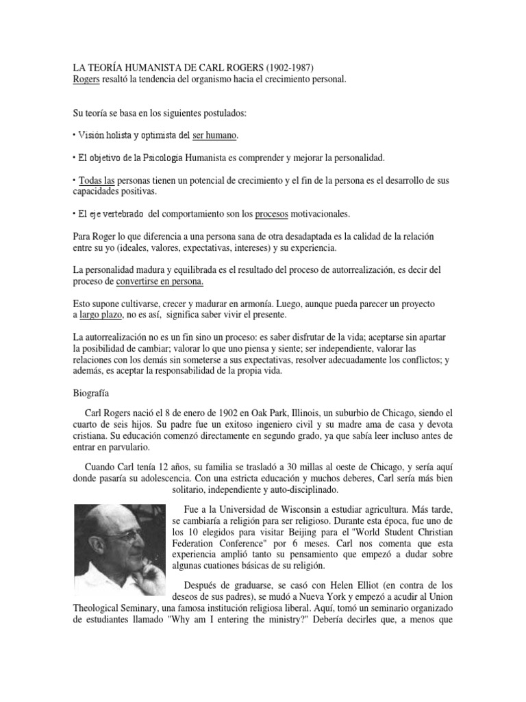 La Teoría Humanista de Carl Rogers | PDF | Sigmund Freud | Teoría