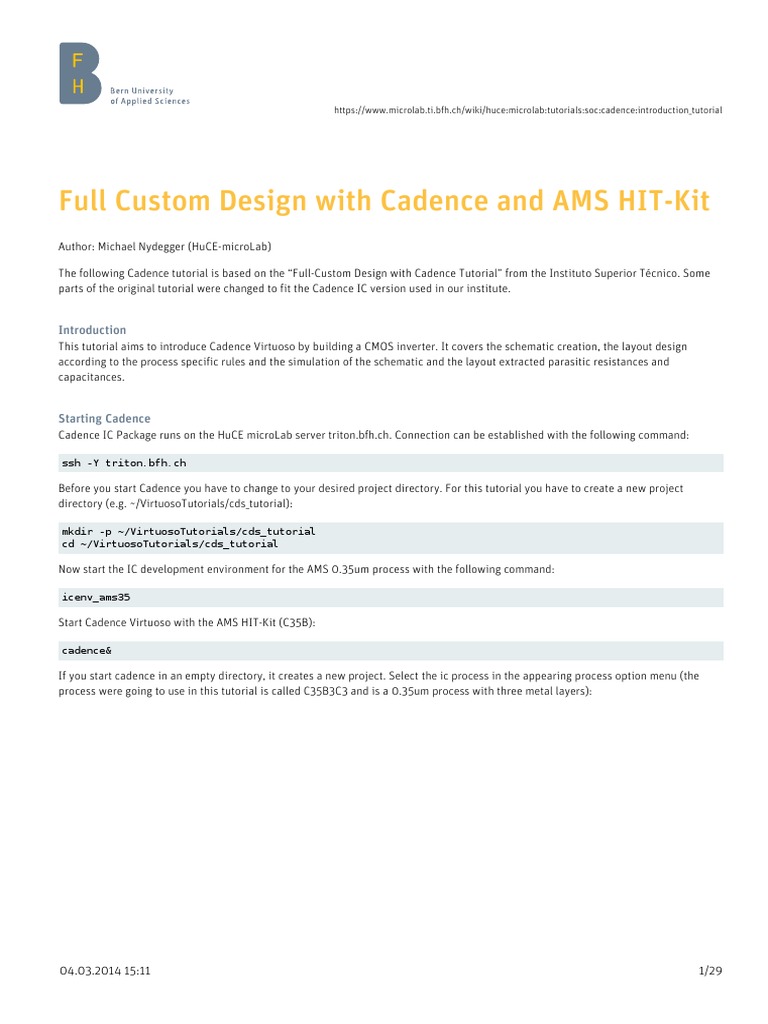 Cadence Tutorial for CMOS Design | PDF | Mosfet | Library (Computing)