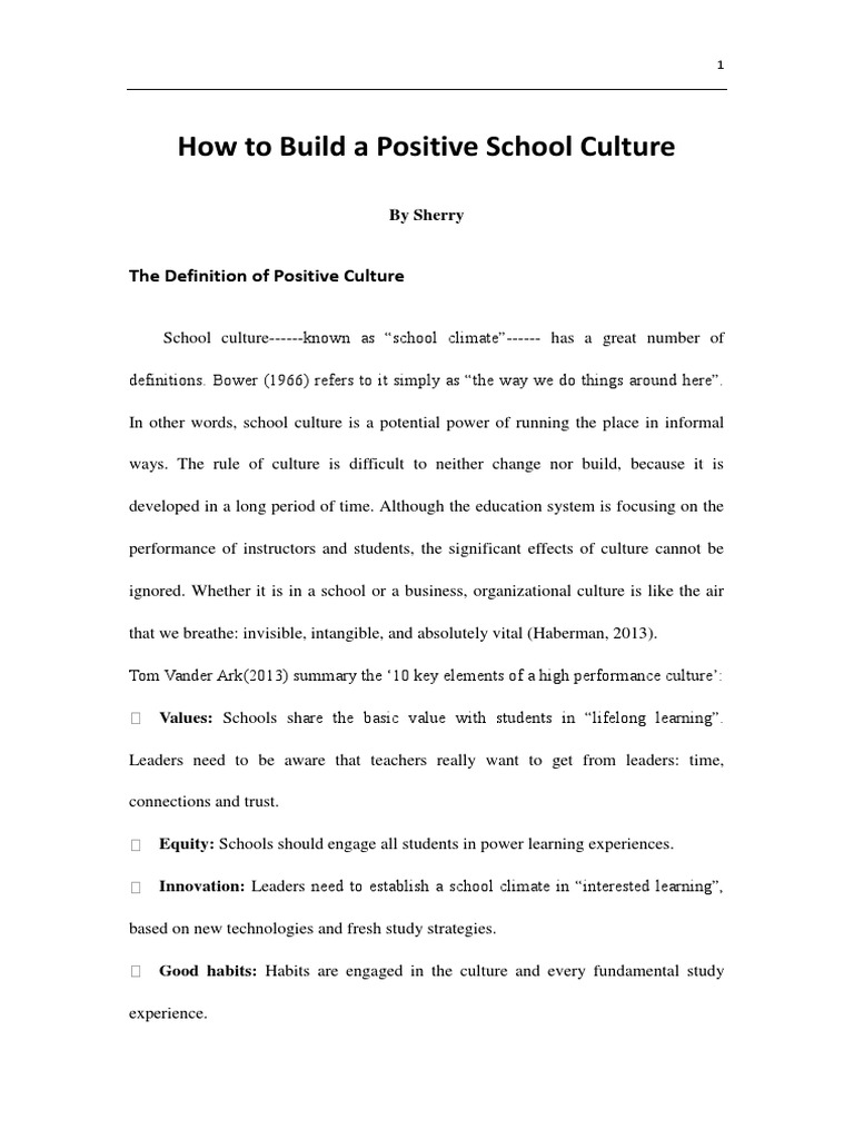 Building a Positive School Culture | PDF | Leadership | Teachers
