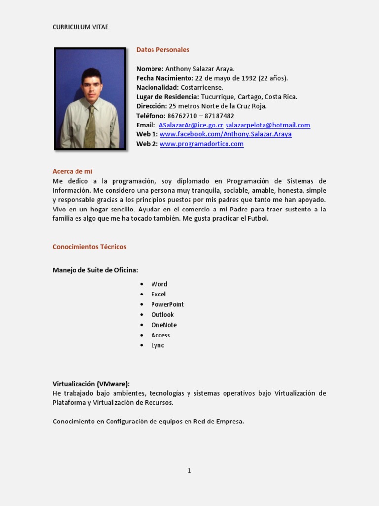 CV Antony Salazar Araya | PDF