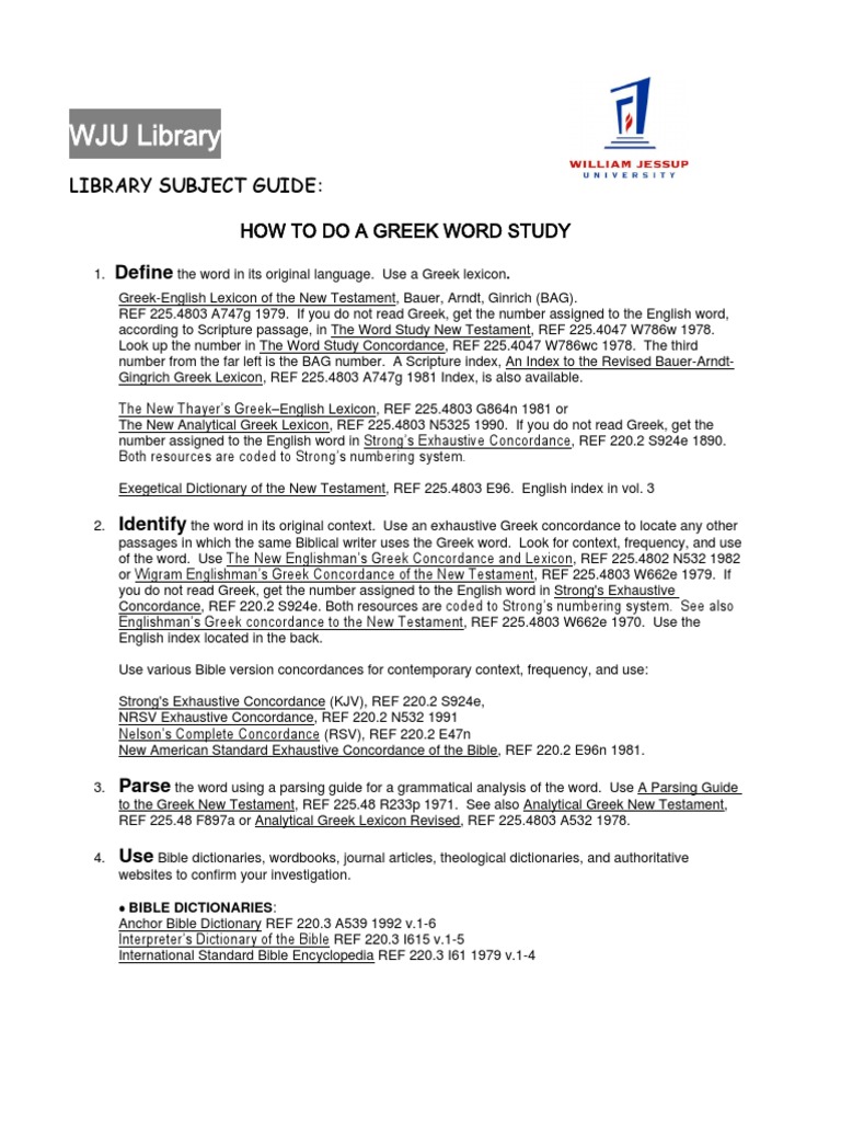 Greek Word Study PDF | PDF | New Testament | Bible