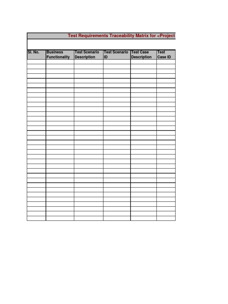 Test Requirements Traceability Matrix For | PDF