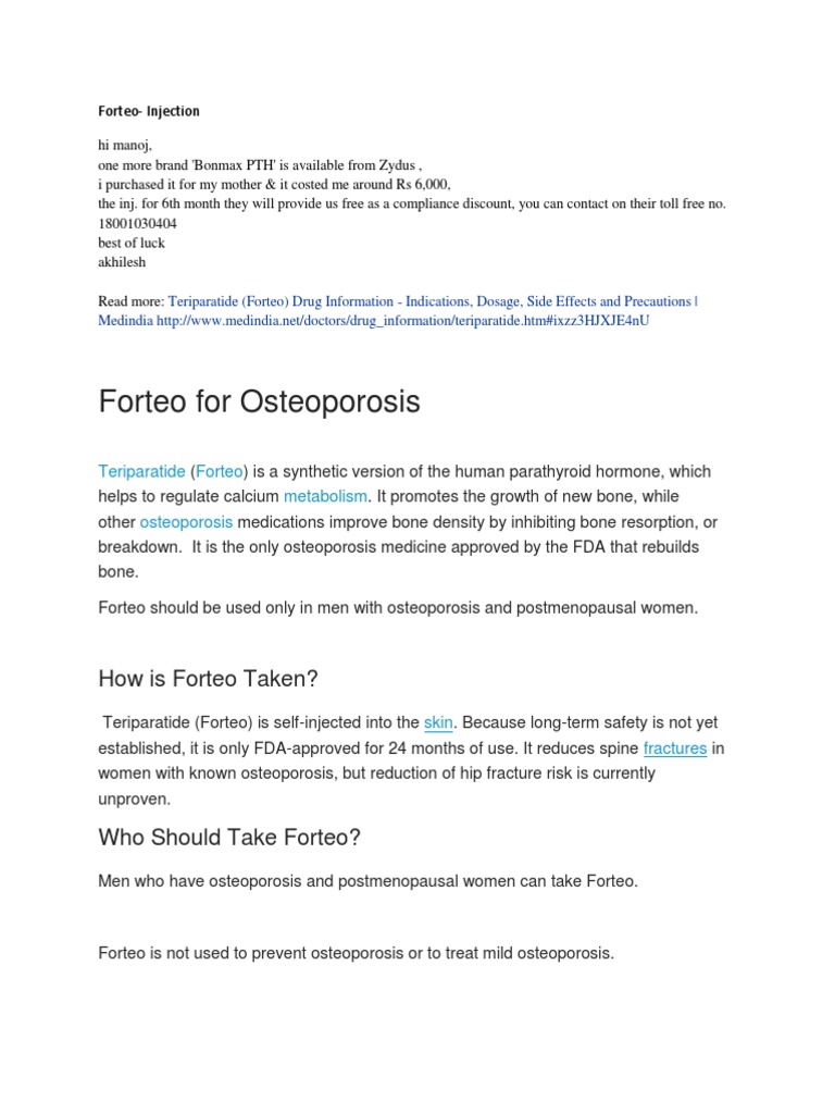 Forteo | PDF | Osteoporosis | Drugs