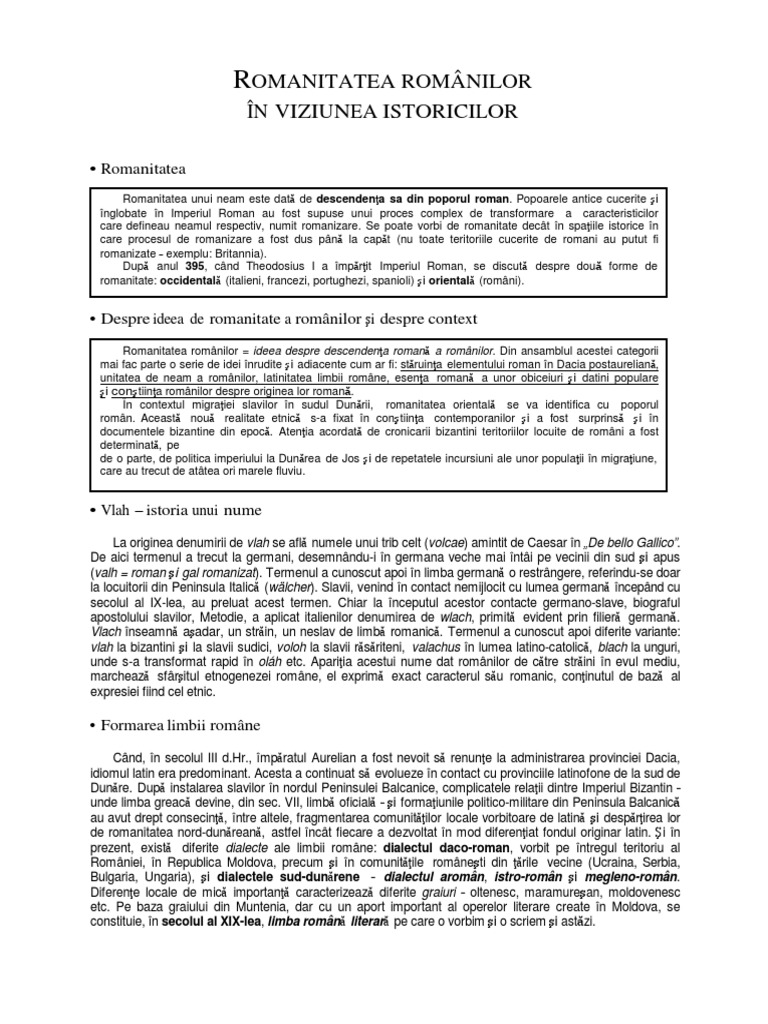 Romanitatea Romanilor in Viziunea Istoricilor