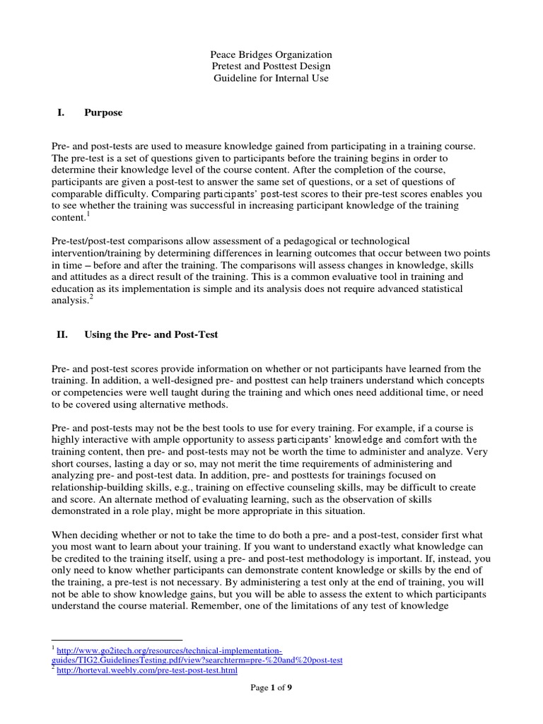 Pretest and Posttest Design Guidelines | PDF | Question | Multiple Choice