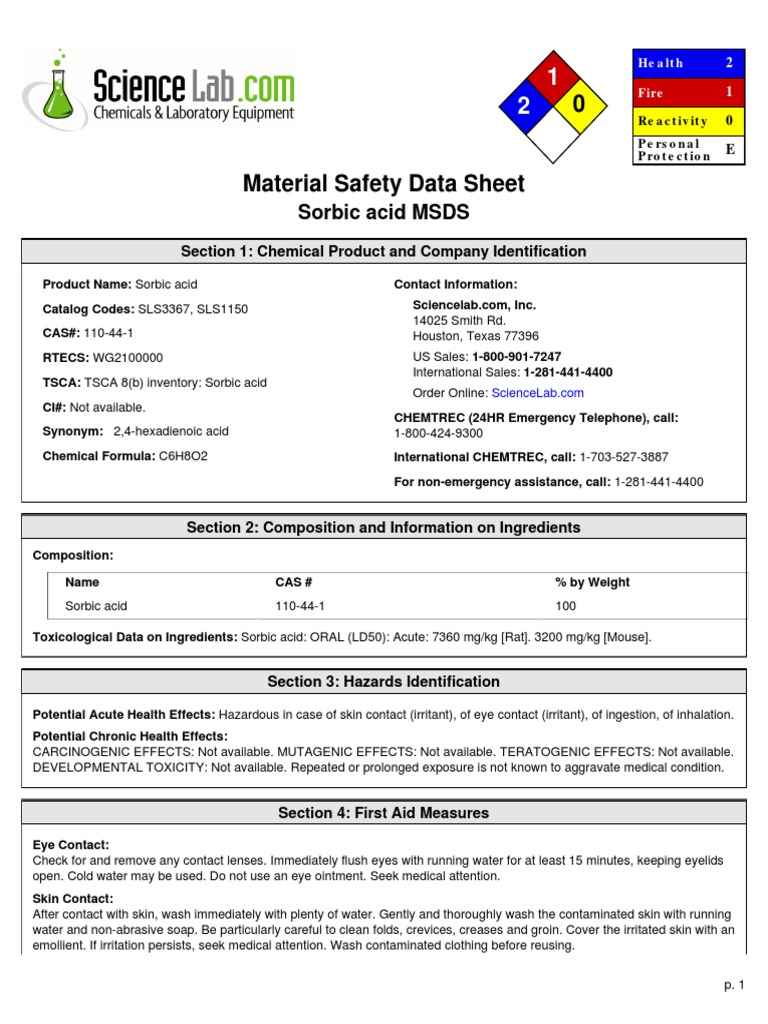 msds | Toxicity | Personal Protective Equipment