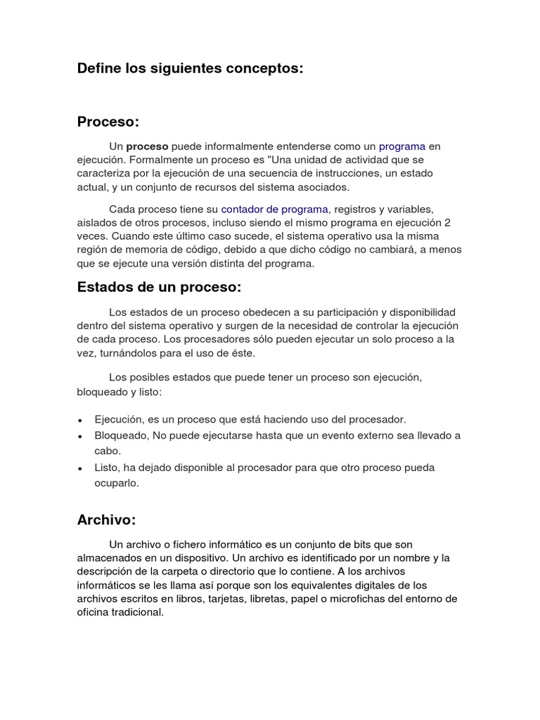Define Los Siguientes Conceptos | Descargar gratis PDF | Proceso ...